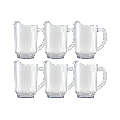 Carlisle FoodService Products Versapour Clear Pitcher Tall Pitcher for Restaurants, Catering, Kitchens, Plastic, 60 Ounces, Clear, (Pack of 6)