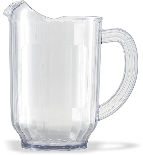 Carlisle FoodService Products Versapour Clear Pitcher Tall Pitcher for Restaurants, Catering, Kitchens, Plastic, 60 Ounces, Clear, (Pack of 6)