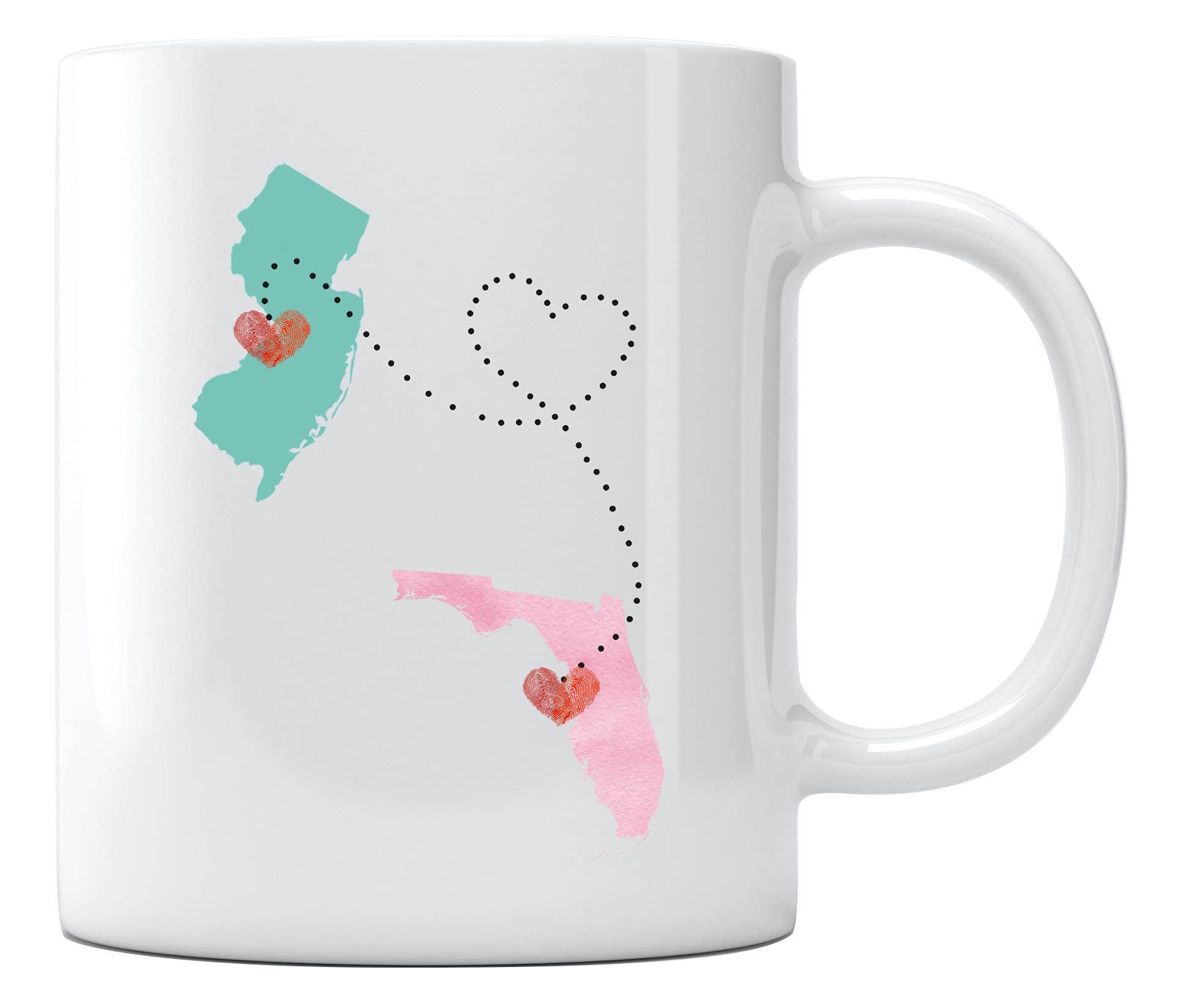 New Jersey Florida Mug State to State Coffee Cup Gift Two State Mug Best Friend Mom Girlfriend Aunt Grandma Birthday Summer Vacation Going Away Present Moving Gifts Coffee Cup 11oz White