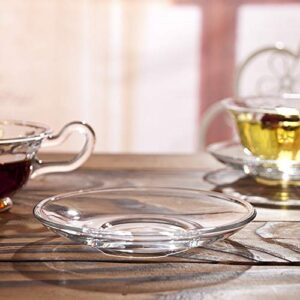 Sizikato 6pcs Clear Glass Snack Plate, Restaurant Dessert Plate, Tea Table Decoration Tea Bag Holder. 5 Inch