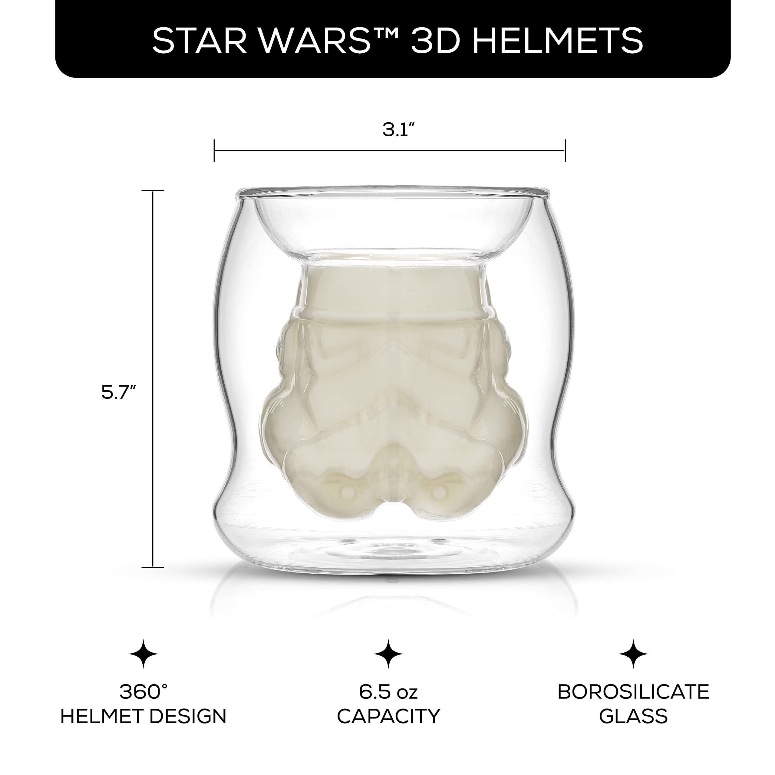 JoyJolt Star Wars Stormtrooper 3D Helmet 6.5oz Double Wall Glass Coffee Cup. From The Star Wars Coffee Mug, Glass Coffee Cups, Espresso Cups and Tea Cups Collection of Double Wall Glasses.