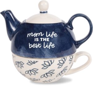 pavilion - mom life is the best life - 15 oz teapot & 8 oz teacup tea for one set