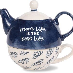 Pavilion - Mom Life Is The Best Life - 15 Oz Teapot & 8 Oz Teacup Tea For One Set