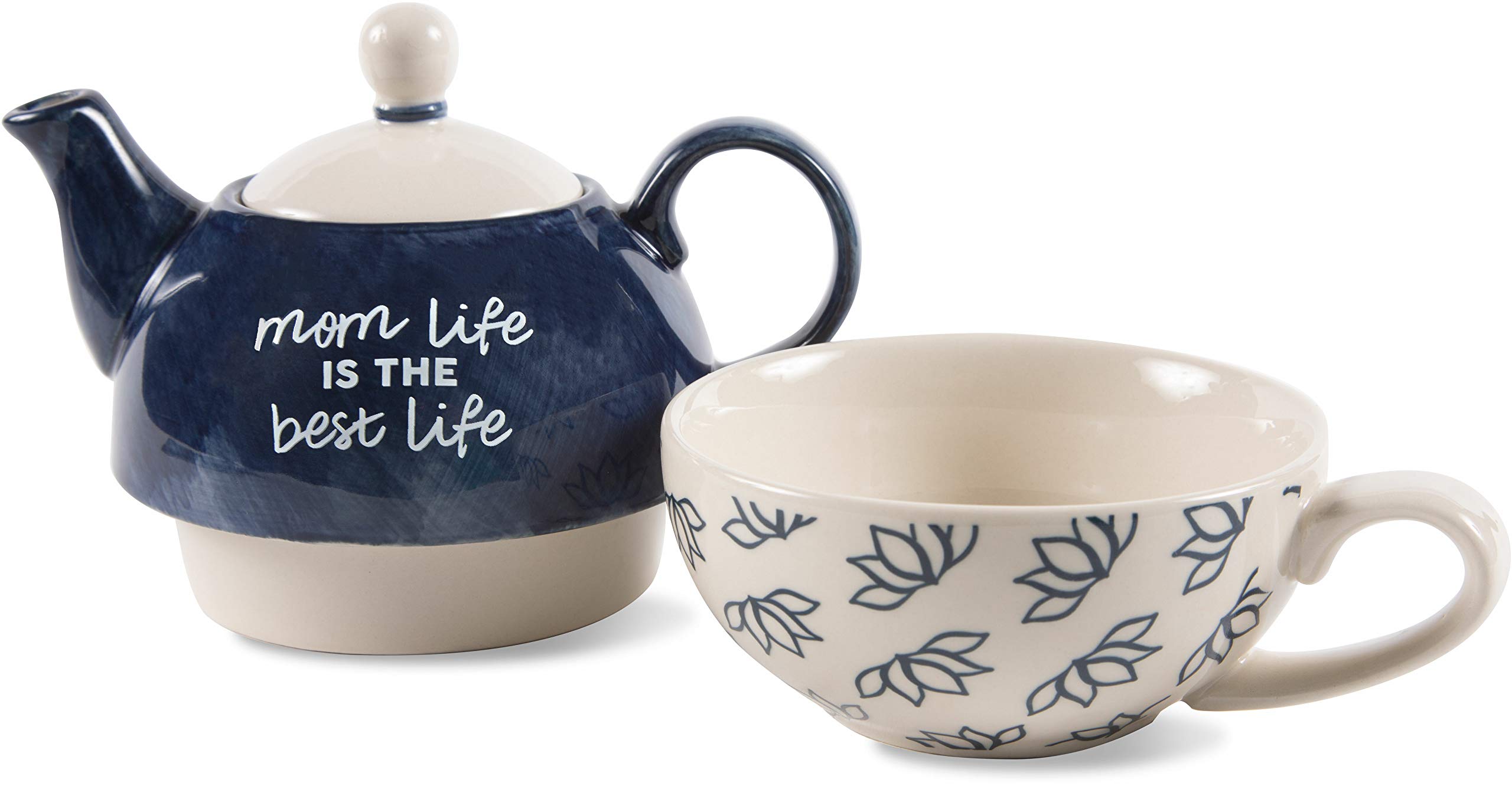 Pavilion - Mom Life Is The Best Life - 15 Oz Teapot & 8 Oz Teacup Tea For One Set