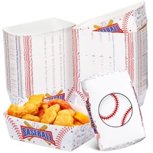 junkin 100 pcs 2 lb football baseball paper bowl football food trays football birthday decor for party supplies (baseball style)