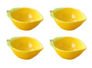 mozacona 4pcs ceramic appetizer plates lemon shape side dishes seasoning plates