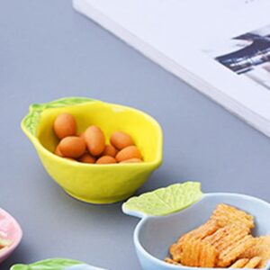 Mozacona 4pcs Ceramic Appetizer Plates Lemon Shape Side Dishes Seasoning Plates