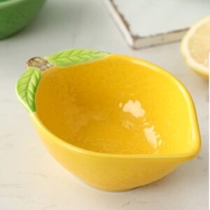 Mozacona 4pcs Ceramic Appetizer Plates Lemon Shape Side Dishes Seasoning Plates