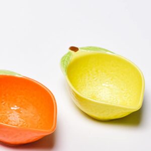 Mozacona 4pcs Ceramic Appetizer Plates Lemon Shape Side Dishes Seasoning Plates