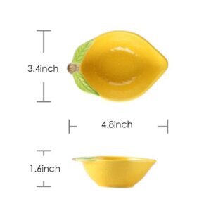 Mozacona 4pcs Ceramic Appetizer Plates Lemon Shape Side Dishes Seasoning Plates