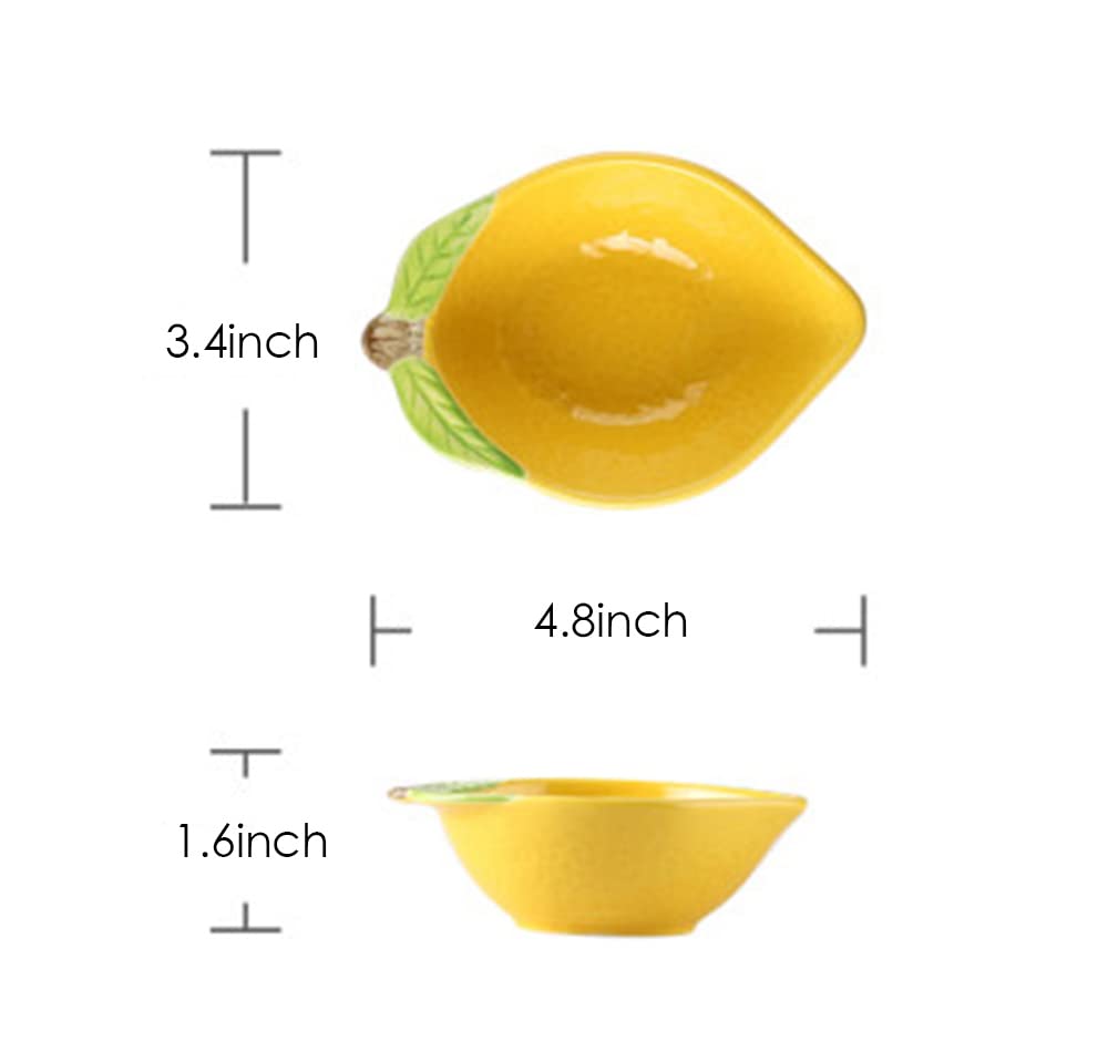 Mozacona 4pcs Ceramic Appetizer Plates Lemon Shape Side Dishes Seasoning Plates