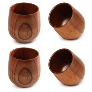 kuckow wooden tea cups top grade natural solid wood tea cup 4 pack,wooden teacups coffee mug wine mug for drinking tea coffee wine beer hot drinks,100-200 ml hand-made