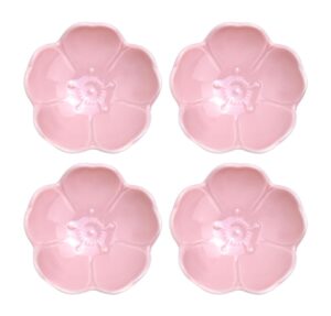 fuyu 4pcs sakura shaped ceramics seasoning dishes spice dishes salad soy sushi wasabi dipping bowls, tea bag holders