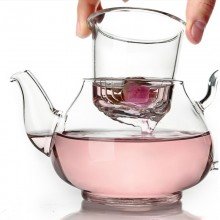 Jusalpha 11 PC-Glass Filtering Tea Maker Teapot with a Warmer and 6 Tea Cups Set (Version 2, 27-Oz)