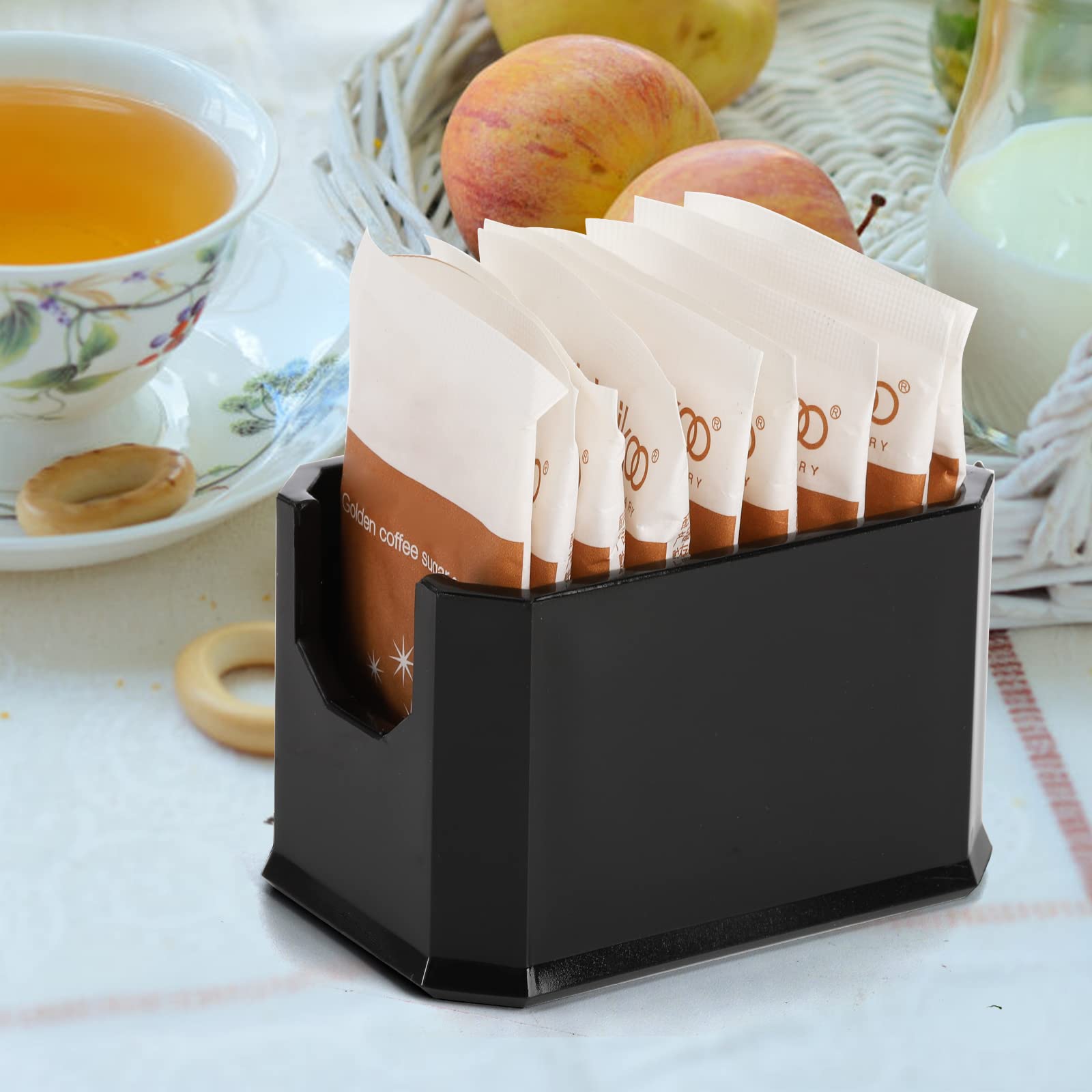 Dicunoy Set of 8 Sugar Packet Holder, Plastic Black Sugar Caddy for Restaurant, Sugar Bag Sweetener Packets Storage Container Box for Coffee Bar, Table