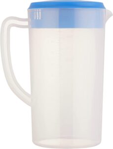 81oz/2.4litre/0.63 gallon plastic water pitcher with lid bpa-free carafes mix drinks water jug for hot/cold juice beverage ice tea (navy, 81oz)