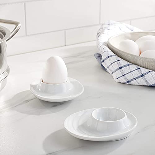 Küchenprofi Set of 2 Egg Cups with Oval Base, White Porcelain Egg Holders for Hard or Soft Boiled Eggs, 3.5-Inch by 4-Inch