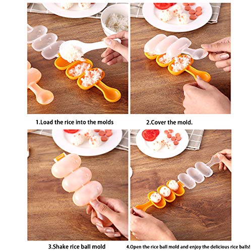 Diy Sushi Molds Rice Ball Molds Set Include 1 Piece Sushi Rice Shape Maker, 1 Piece Rice Baller Shaker With Rice Paddle