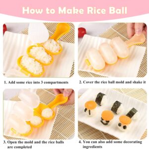 7 Pack Onigiri Mold, Rice Mold Musubi Maker Kit, Non Stick Spam Musubi Maker Press Rice Ball Mold Shake Sushi Maker Tool for Kids Bento Lunch and Home DIY (Triangle & Musubi)