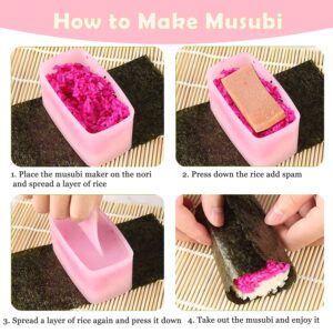 7 Pack Onigiri Mold, Rice Mold Musubi Maker Kit, Non Stick Spam Musubi Maker Press Rice Ball Mold Shake Sushi Maker Tool for Kids Bento Lunch and Home DIY (Triangle & Musubi)