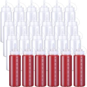 24 pcs 12 oz plastic condiment squeeze bottles squeeze leak proof multipurpose squirt bottles with twist top cap for sauces ketchup bbq syrup dressings paint grilling crafts olive oil arts, clear