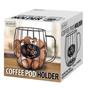 Kovot Metal Mug-Shaped Coffee Pod and Capsule Holder - Holds 25-30 Pods - Black