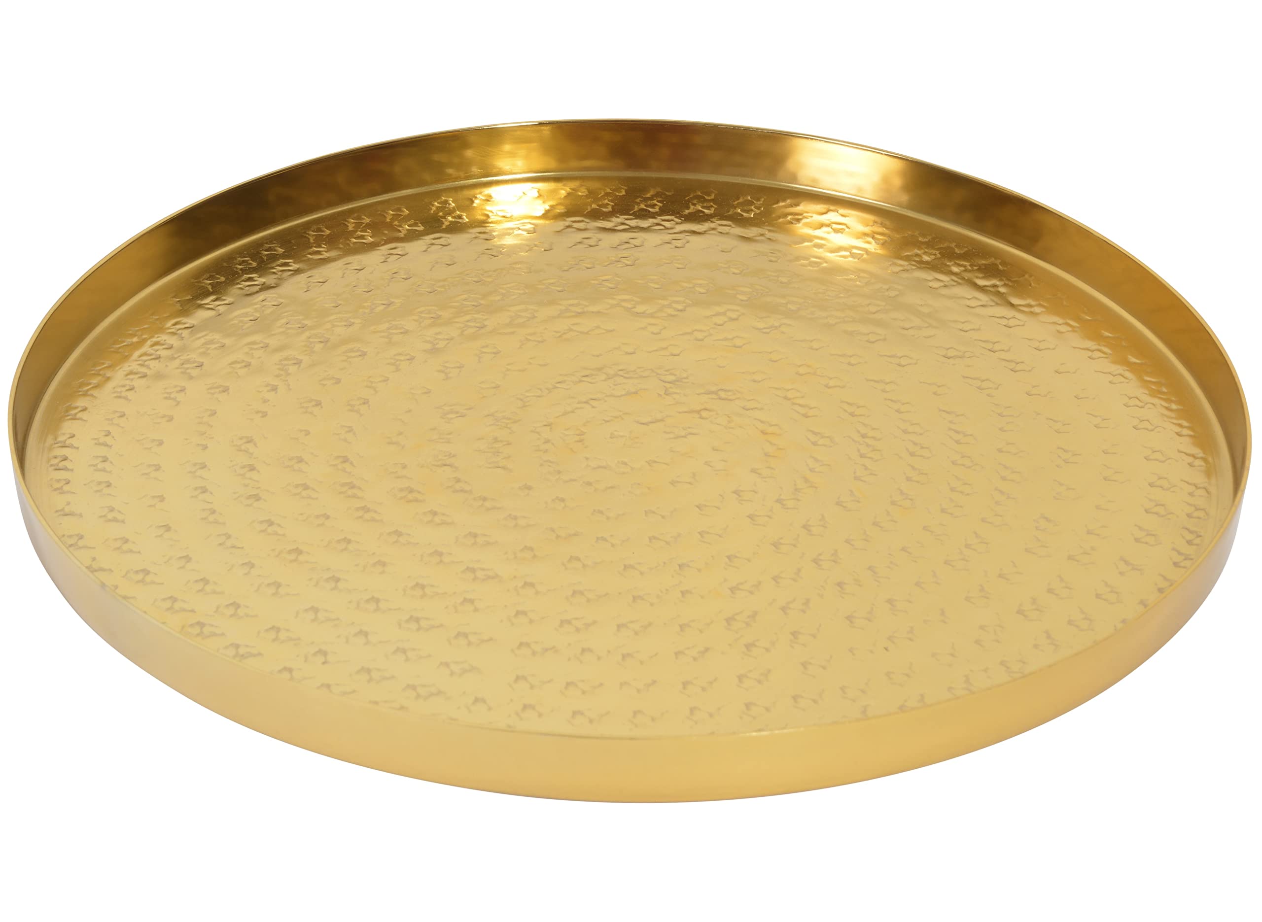 Walbrook Round Gold Tray, 13" - Gold Serving Tray, Luxury Decorative Tray, Coffee Table Tray, Gold Decor, Jewelry Tray, Ottoman Tray, Gold Perfume Tray, Round Tray, Vanity Tray, Bar Tray, Drink Tray