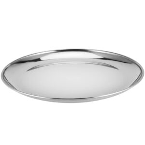 JOIKIT 4 Pack 12 Inch Stainless Steel Plate, Round Metal Dinner Plates, Kitchenware Dinner Dishes Serving Tray Large Camping Plates for BBQ, Snack, Food Serving, Dishwasher Safe