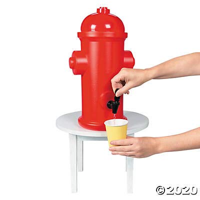 Fire Hydrant Drink Dispenser (holds 1.75 Gallons) Firefighter and Dog Paw Party Supplies