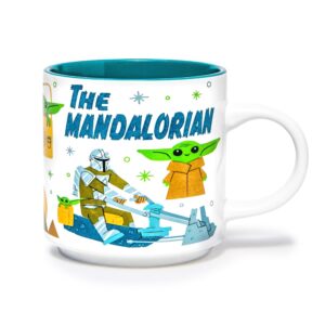 silver buffalo star wars: the mandalorian cartoon grogu ceramic mug | holds 13 ounces