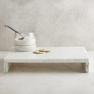 Santa Barbara Design Studio Table Sugar Waterfall Pedestal Cheese Board, 14" x 10", White Marble