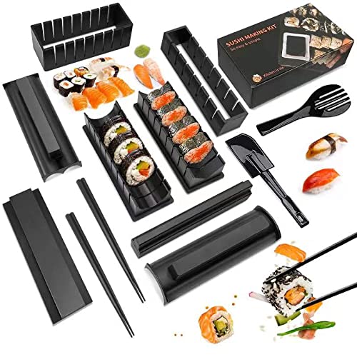 MLRYH Sushi Making Kit Sushi Maker 12 Pcs Plastic Premium set Sushi Tool Set Sushi Rice Roll Mold Shapes, DIY Sushi Roller Tool for Home Beginners.