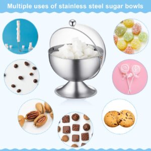 Patelai Sugar Bowl with Roll Top Stainless Steel Spherical Candies Bowl and 4.3 Inch Sugar Tong Stainless Sugar Clip for Household Kitchen Coffee Bar Beverage Serving