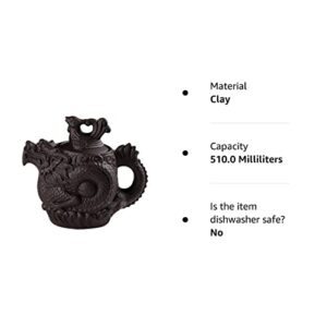 Authentic Yixing Teapot Dragon and Phoenix Tea Pot Big Capacity Purple Clay Tea Set Kettle Kung Fu Teapot (Black)