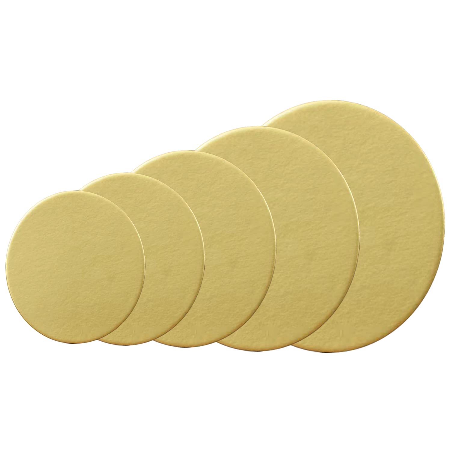 5 Pack Cakeboard Round, 4, 6, 8, 10, 12 Inch Cake Base Cardboards, Round Cake Circles, 1 of Each Size, Set for Baking Cake, Golden