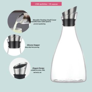 50 Ounces Borosilicate Glass Carafe with Lid, Drip-free Glass Pitcher for Hot/Cold Water, Ice Tea and Lemonade Beverage