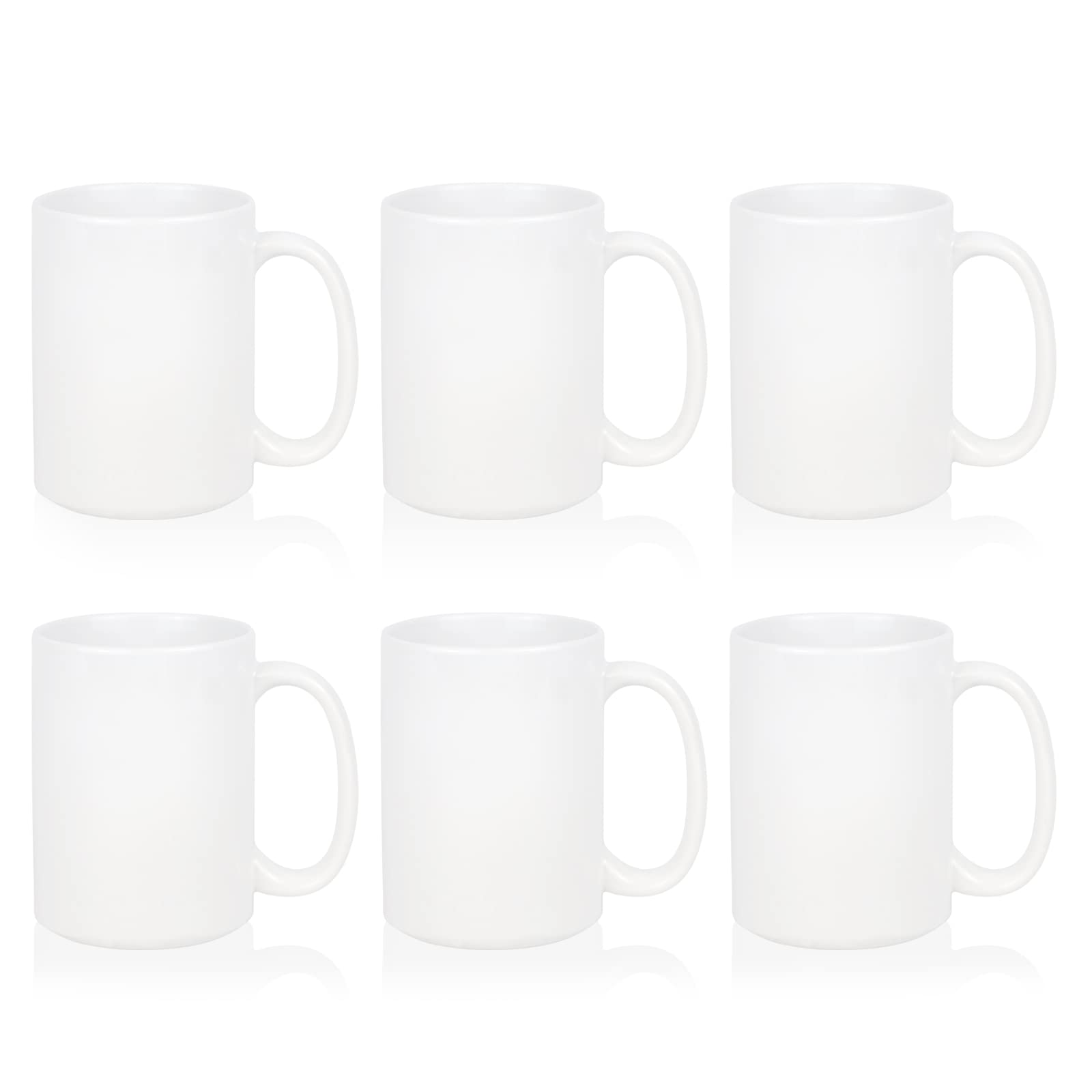 MAIKESUB Sublimation Blank Ceramic Coffee Mugs Set of 6 Pcs White Mugs 15 oz Porcelain Espresso Cups Sublimation Mugs Blank DIY for Coffee Soup Tea Milk Latte Hot Cocoa etc