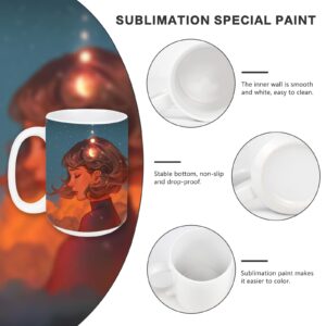 MAIKESUB Sublimation Blank Ceramic Coffee Mugs Set of 6 Pcs White Mugs 15 oz Porcelain Espresso Cups Sublimation Mugs Blank DIY for Coffee Soup Tea Milk Latte Hot Cocoa etc