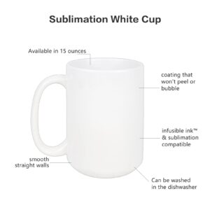 MAIKESUB Sublimation Blank Ceramic Coffee Mugs Set of 6 Pcs White Mugs 15 oz Porcelain Espresso Cups Sublimation Mugs Blank DIY for Coffee Soup Tea Milk Latte Hot Cocoa etc