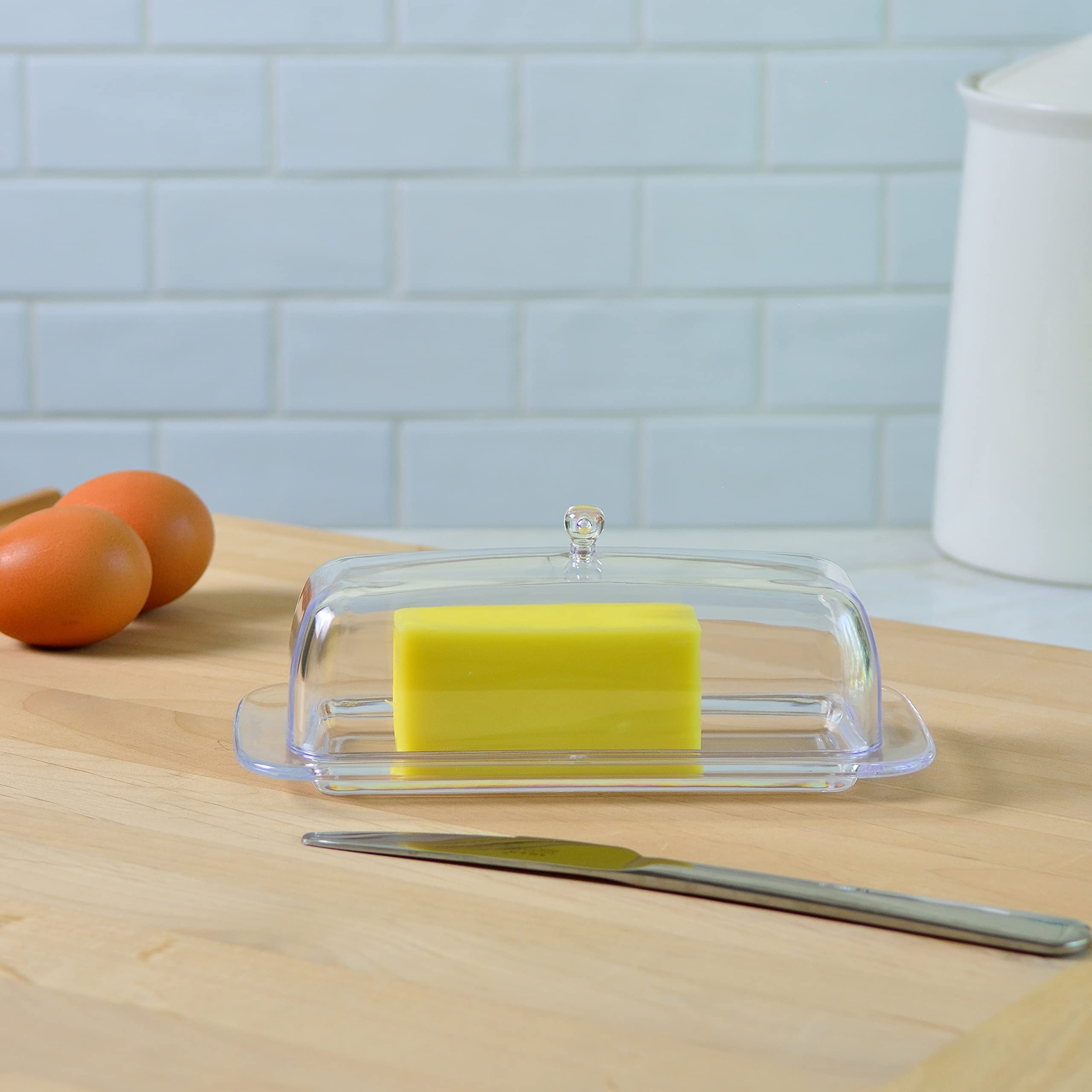 Youngever Plastic Butter Keeper, Reusable Clear Butter Dish, Butter Container with Lid