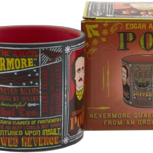 Edgar Allan Poe Coffee Mug - Poe's Most Famous Quotes and Writings - Comes in a Fun Gift Box - by The Unemployed Philosophers Guild