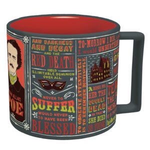 Edgar Allan Poe Coffee Mug - Poe's Most Famous Quotes and Writings - Comes in a Fun Gift Box - by The Unemployed Philosophers Guild