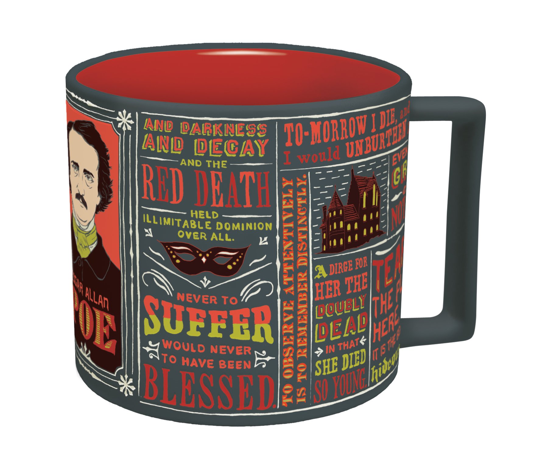 Edgar Allan Poe Coffee Mug - Poe's Most Famous Quotes and Writings - Comes in a Fun Gift Box - by The Unemployed Philosophers Guild