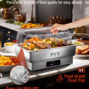 PYY Electric Chafing Dish, Roll Top Chafing Dish Buffet Set,Chaffing Server Set Chafer for Catering,Buffets (Half Size with Lid)