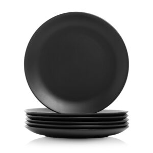 10 strawberry street wazee matte 10.5" coupe dinner plate, set of 6, black