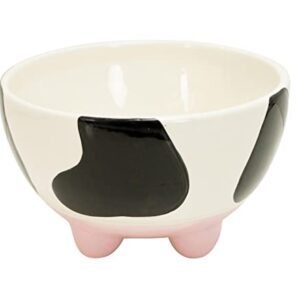 Boston Warehouse Udderly Cows Bowl, 20 Ounce, Black and White, Pink