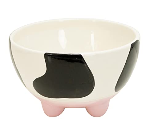 Boston Warehouse Udderly Cows Bowl, 20 Ounce, Black and White, Pink