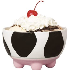 Boston Warehouse Udderly Cows Bowl, 20 Ounce, Black and White, Pink