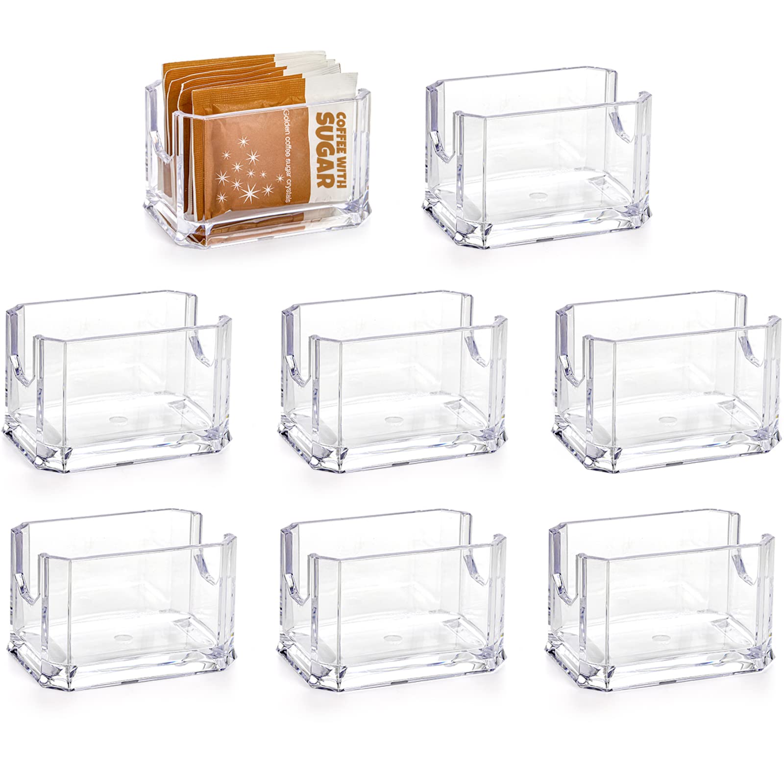 Dicunoy Set of 8 Sugar Packet Holder, Acrylic Clear Sugar Caddy for Coffee Bar, Classic Sugar Bag Sweetener Packets Storage Container for Tea Bag Organizer, Table, Restaurant, Hotel