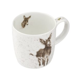 Royal Worcester Wrendale Designs Gentle Jack Mug | 14 Ounce Large Coffee Mug with Donkey Design | Made from Fine Bone China | Microwave and Dishwasher Safe